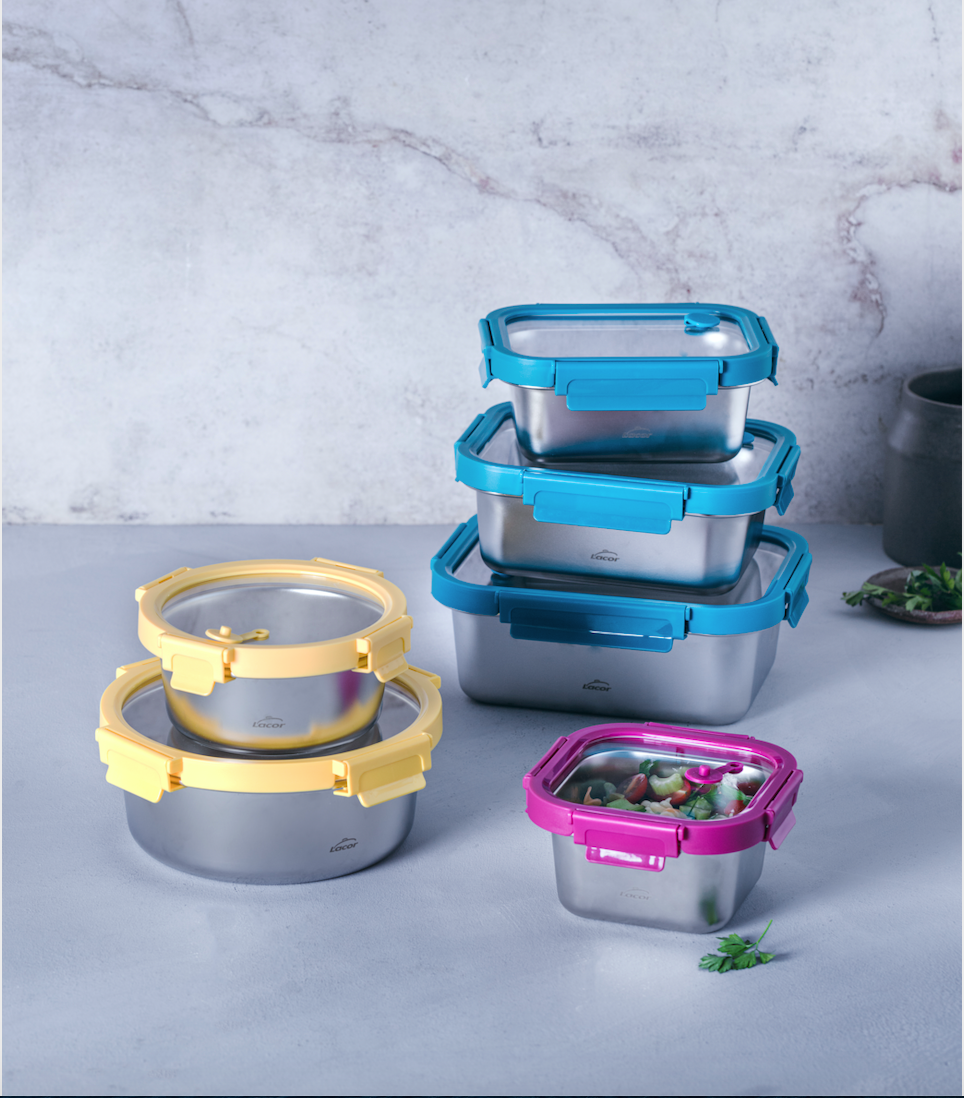 Tupper cuadrado de acero inoxidable y tapa cristal - Cocuisine – cocuisine